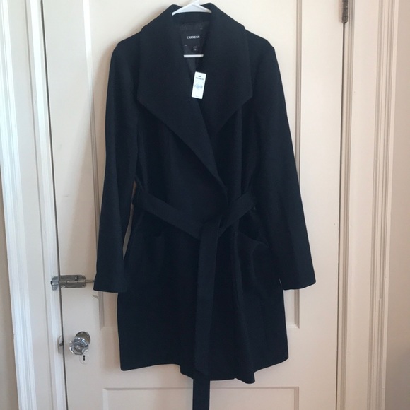 Express | Jackets & Coats | Long Belted Woolblend Wrap Coat | Poshmark